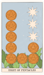 Eight of Pentacles Tarot card - Lotus Tarot