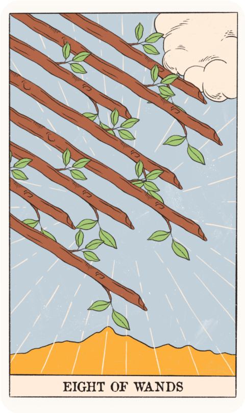 Eight of Wands Tarot card - Lotus Tarot