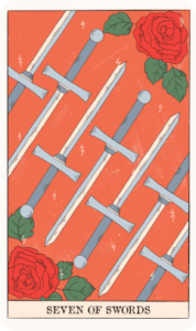 Seven of Swords Tarot card - Lotus Tarot