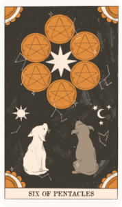 Six of Pentacles Tarot card - Lotus Tarot