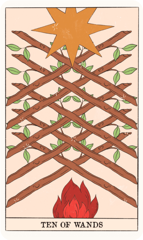 Ten of Wands Tarot card - Lotus Tarot