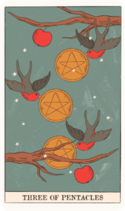 Three of Pentacles Tarot card - Lotus Tarot
